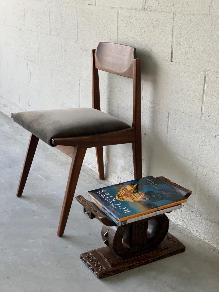 Jan Kuypers Velvet and Walnut Chair For Sale at 1stDibs