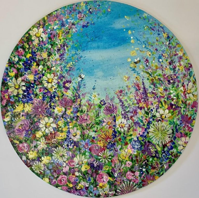 Jan Rogers - Wild Flower Garden With Bees, Jan Rogers, Original ...