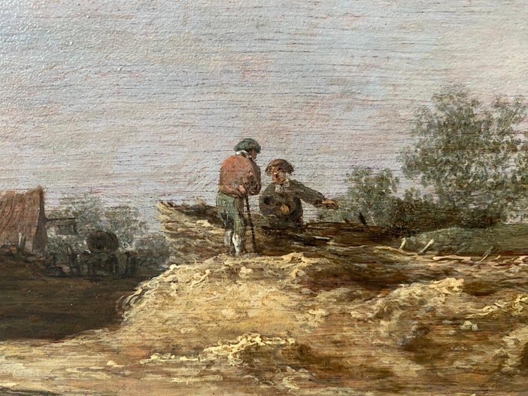 Jan Van Goyen - 17th century Dutch Old master oil - A countryside road ...