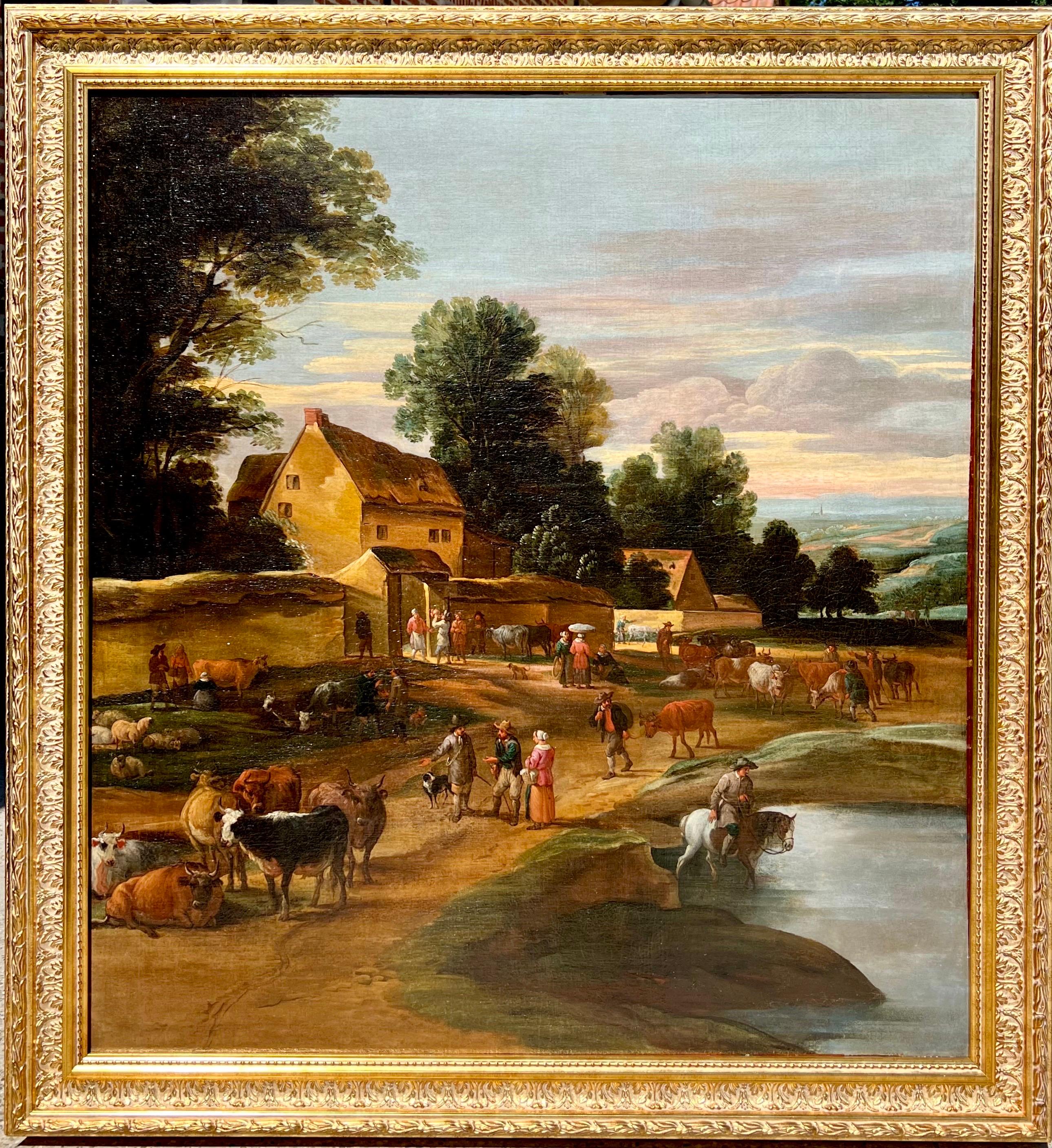 Unknown - Monumental 17th Century Landscape Painting with Figures in an ...