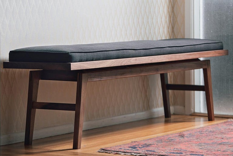 Jana Entry Bench, Upholstered Cushion Version - Walnut Mid-Century ...