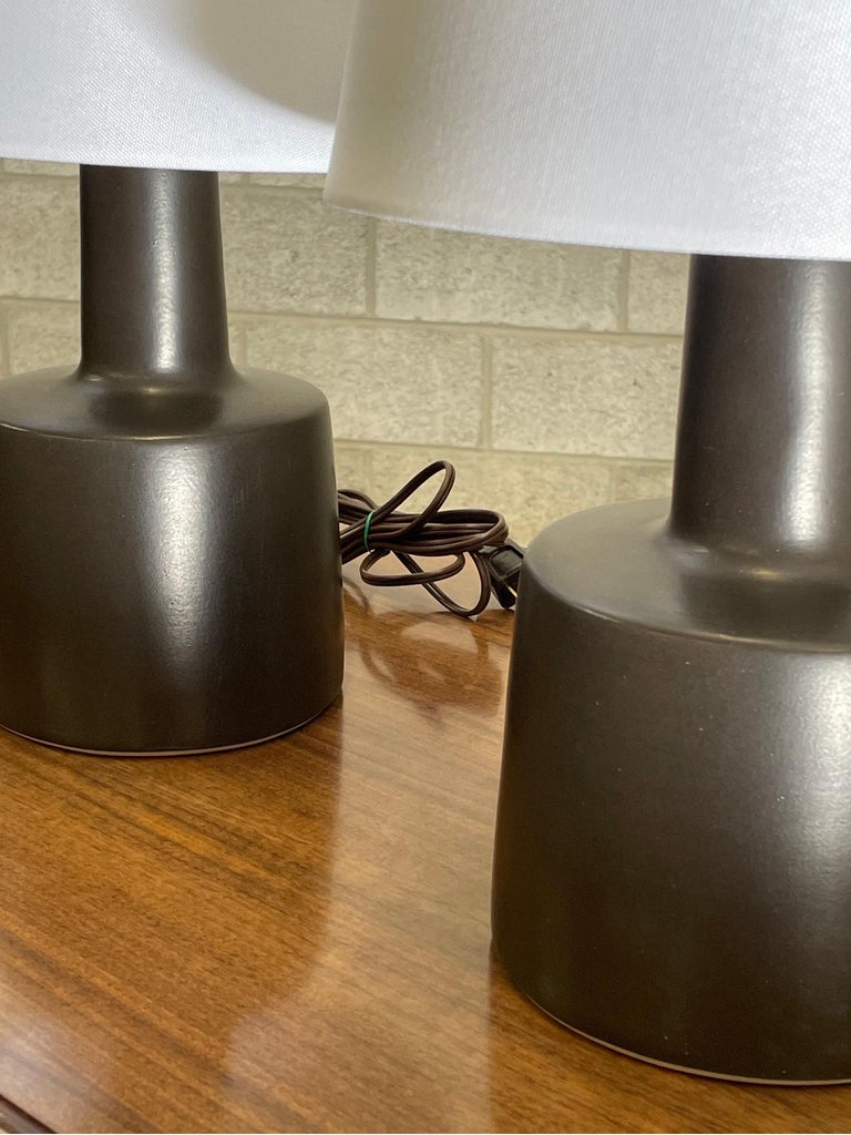 Jane and Gordon Martz Lamps, Minimalist Black Matte Ceramic For Sale at ...