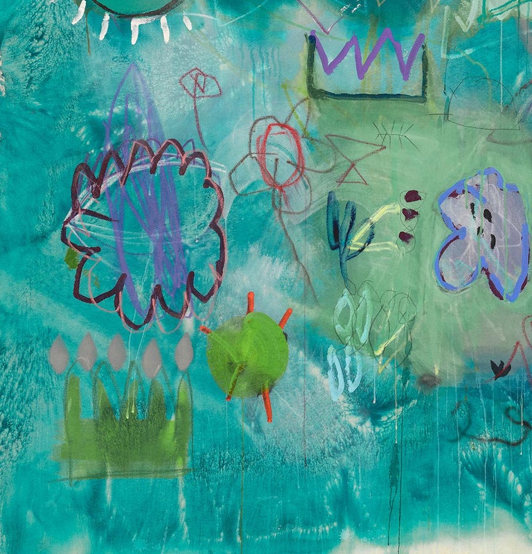 Jane Booth - Flea Market, 2022_Jane Booth_Turquoise/Mixed Media/Floral ...