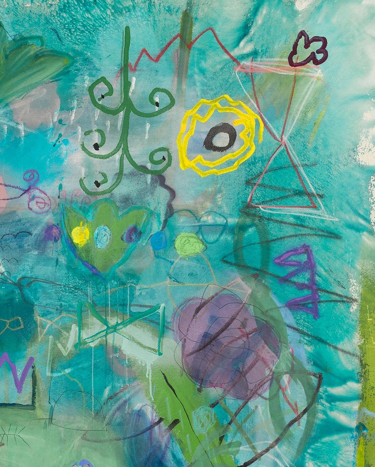 Jane Booth - Flea Market, 2022_Jane Booth_Turquoise/Mixed Media/Floral ...