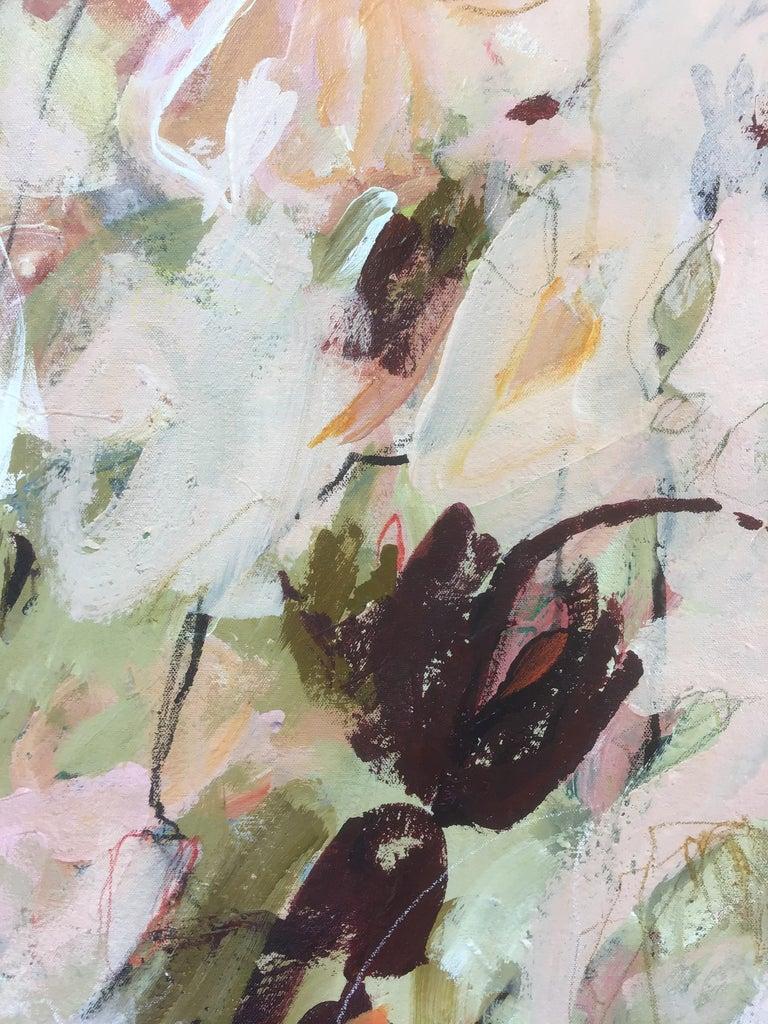 Jane Burton - Floral Abstract Pink Beige Cream Green Burgundy Large ...