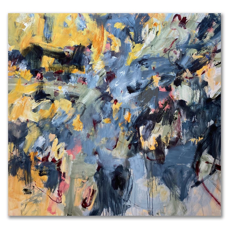 Jane Burton - Blue Yellow Pink Extra Large Modern Contemporary Floral ...
