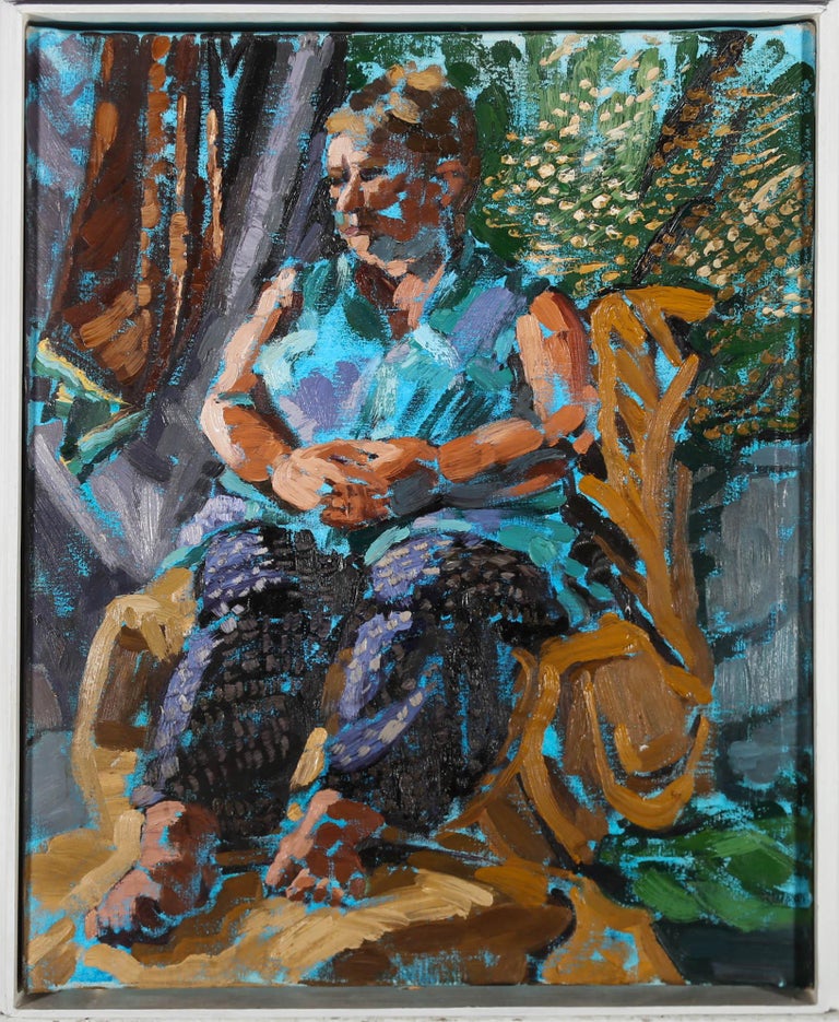 Jane Carey - Jane Carey - Framed Contemporary Oil, Seated Woman For ...