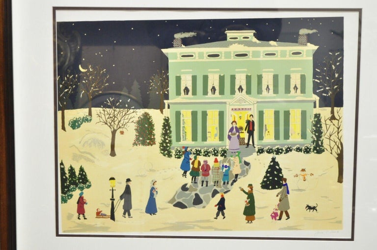 Jane Currie Clark Signed Original Serigraph Christmas Carolers Art For ...