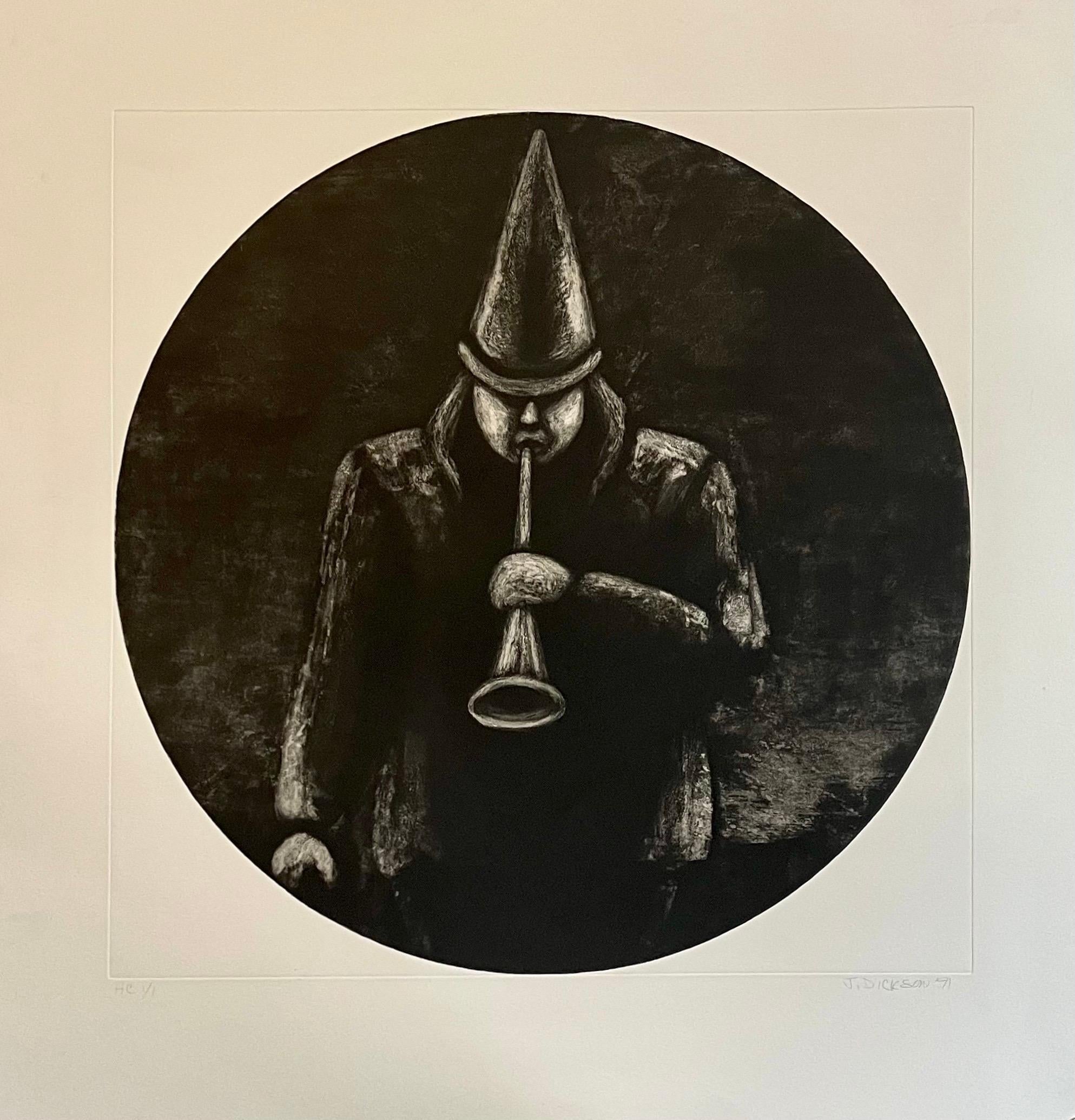 Jane Dickson - Jane Dickson Aquatint Etching Reveler Tooting Her Own ...