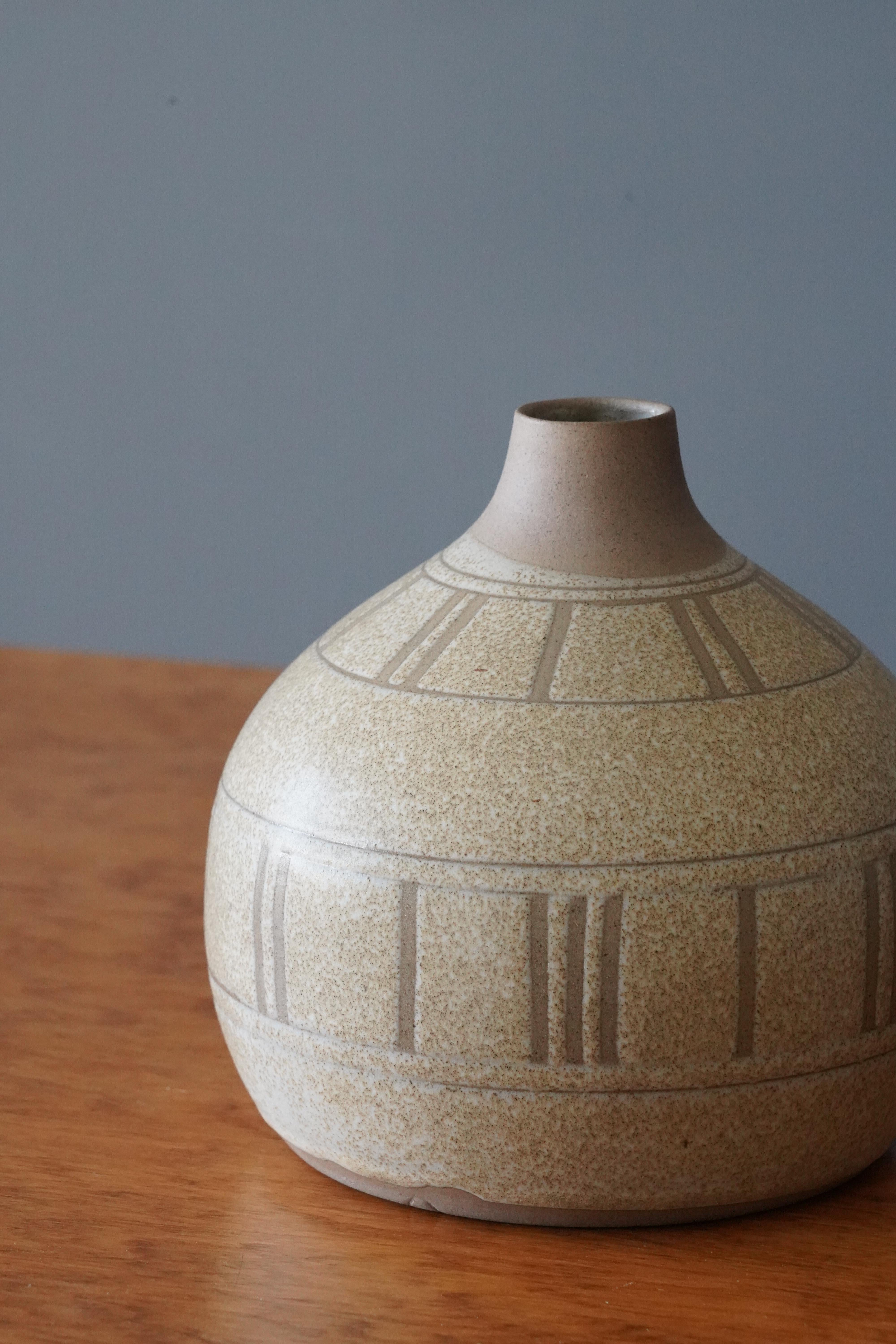 Jane and Gordon Martz, Vase, Incised Ceramic, Marshal Studios, 1960s ...