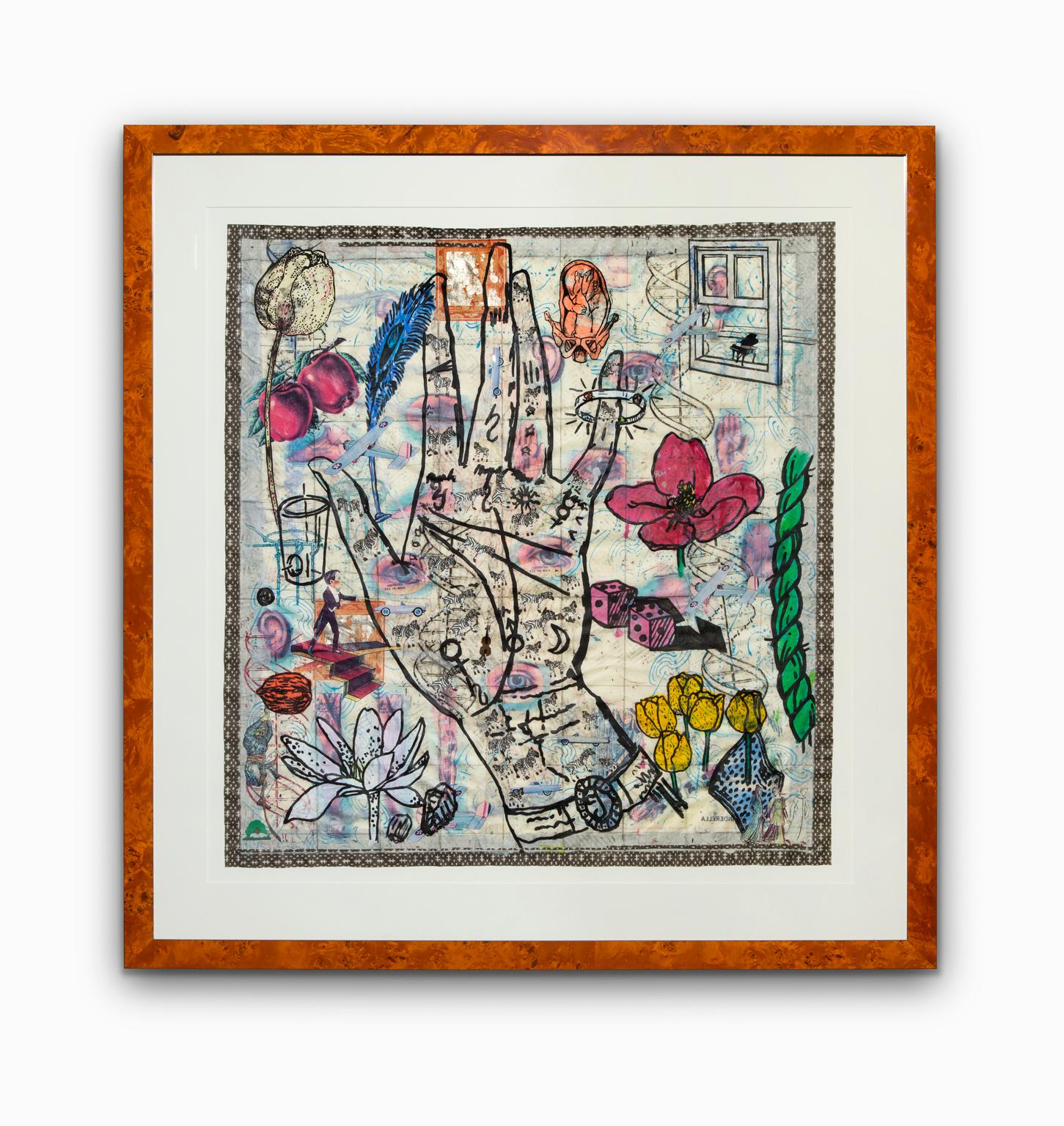 Jane Hammond - "Hand in the World", Mixed Media Collage on Rice Paper ...