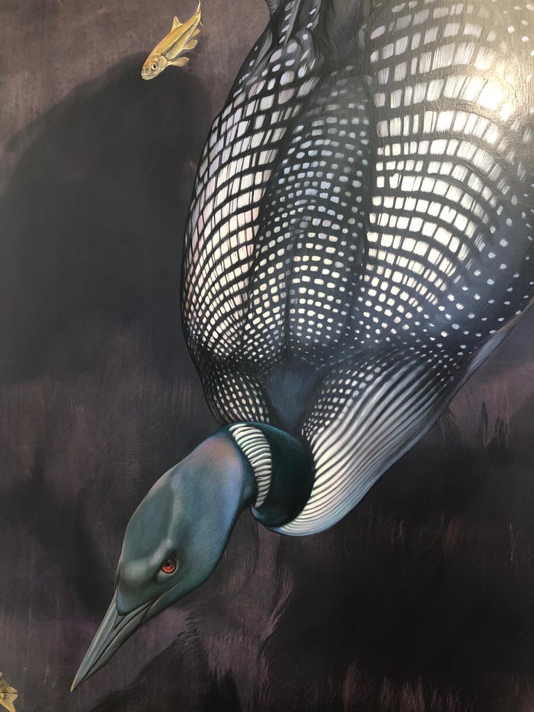 Jane Kim - Sondages - peinture originale d'un huard sur 1stDibs