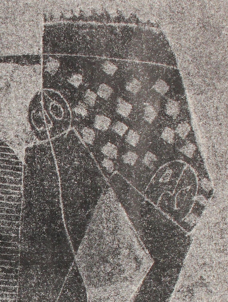 Jane Mitchell - Monochromatic Bauhaus Cubist Figures, Monotype Print on ...