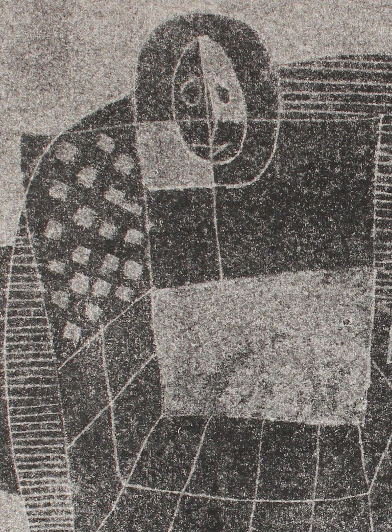 Jane Mitchell - Monochromatic Bauhaus Cubist Figures, Monotype Print on ...