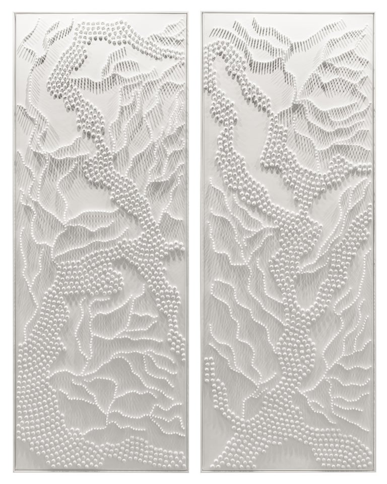 Jane Puylagarde – Weißes Diptychon Wald im Angebot bei 1stDibs