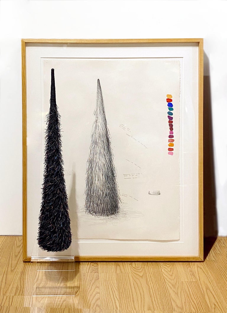 Jane Sauer - Cone Drawing with Sculpture For Sale at 1stDibs