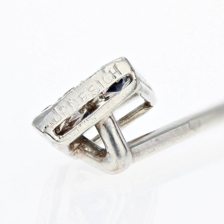 Janesich French 1920s Sapphire Diamonds Platinum Tie Pin Brooch For ...