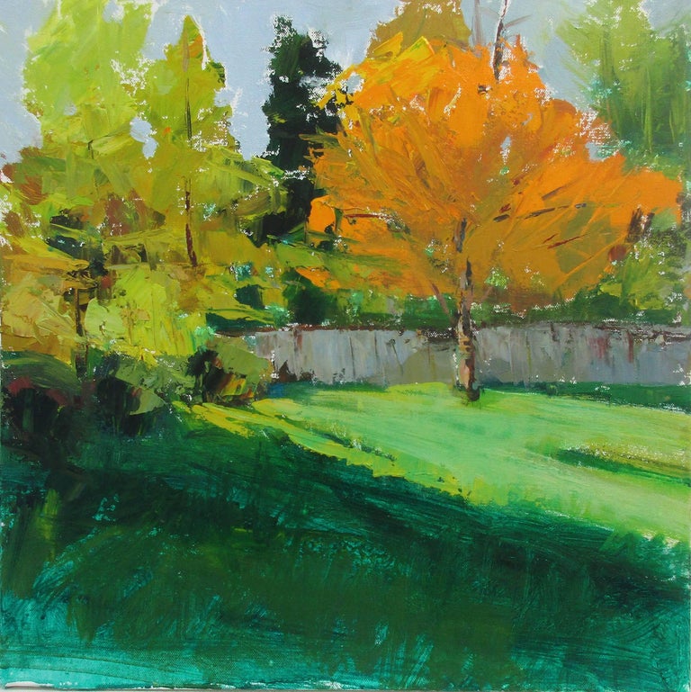 Janet Dyer - Orange Tree and Wall, Original Painting For Sale at 1stDibs