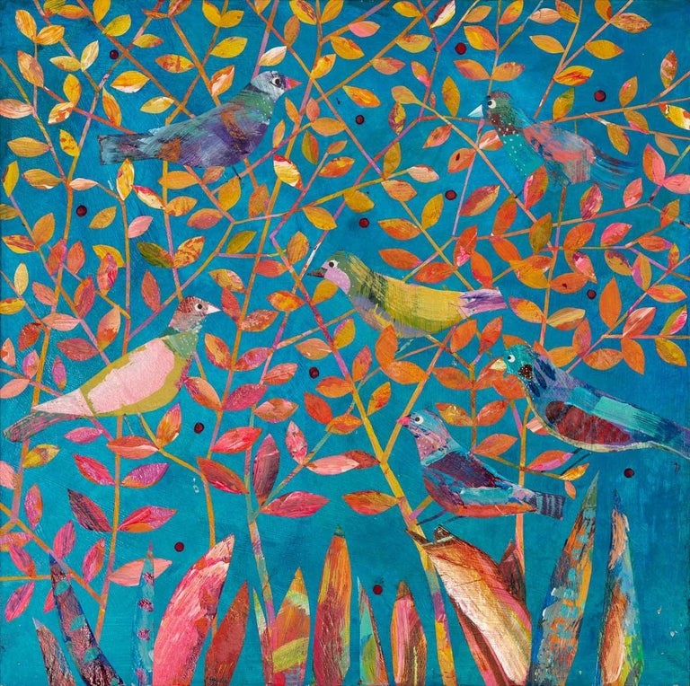 Janet Gough - Burning Light- Colourful Mixed Media For Sale at 1stDibs