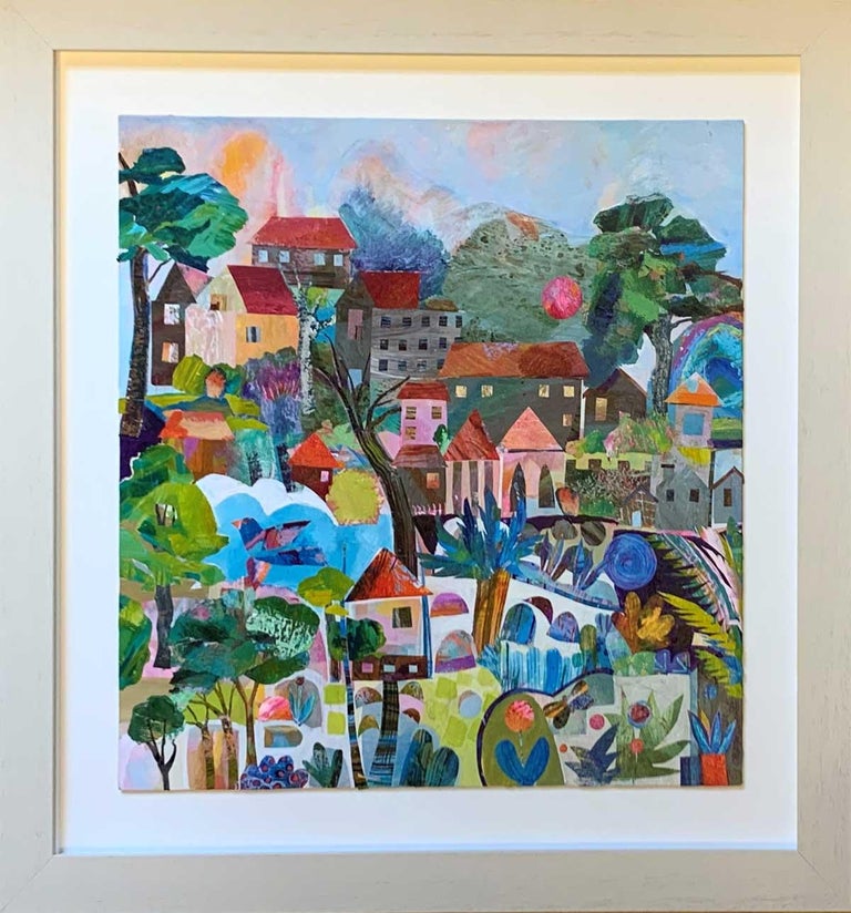 Janet Gough - Travelling to St Ives- Colourful Mixed Media Art For Sale ...