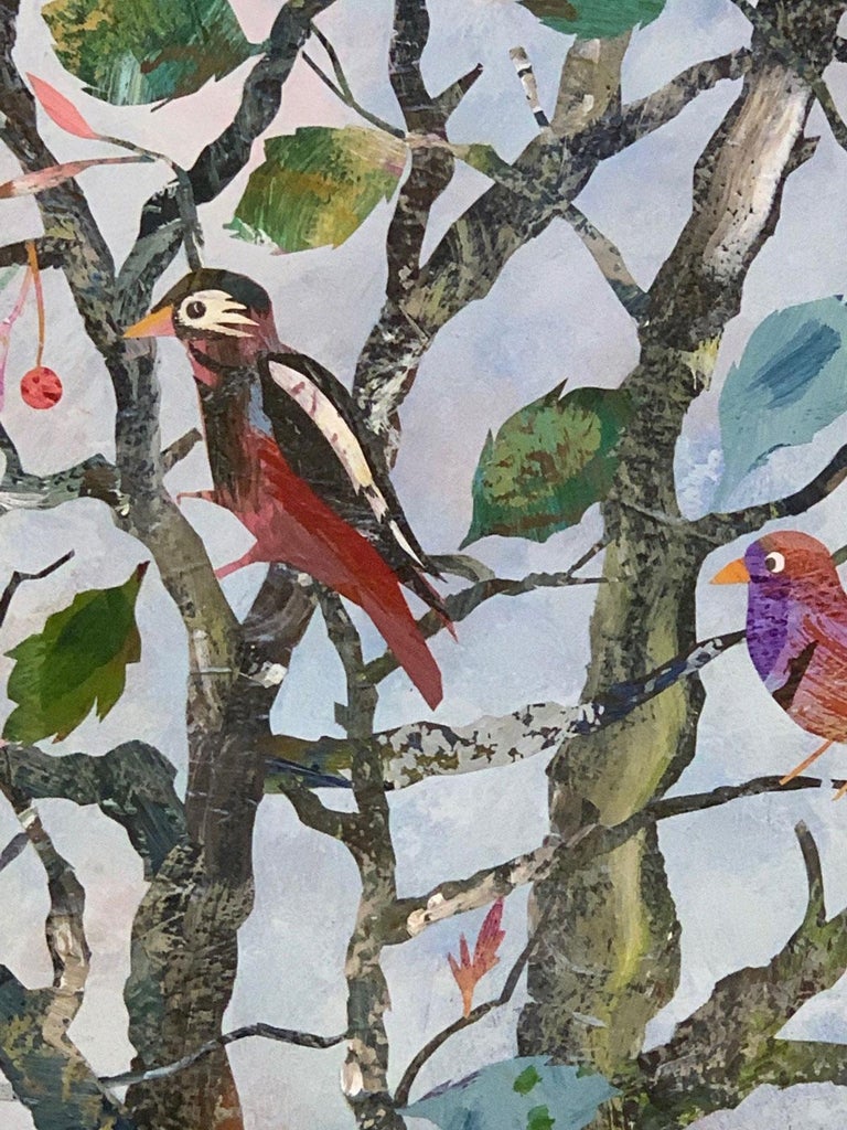 Janet Gough - Family Tree - contemporary colorful mixed media floral ...