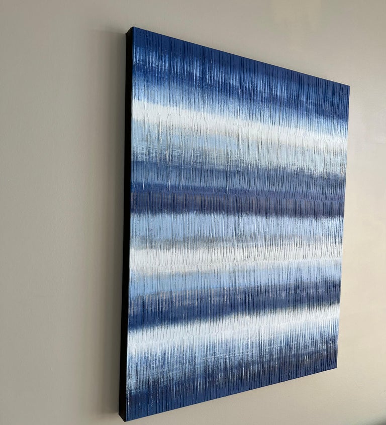 Janet Hamilton - Indigo Stripes 2, Abstract Oil Painting For Sale at ...