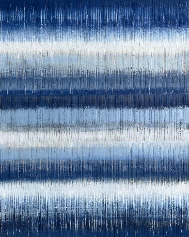 Janet Hamilton - Indigo Stripes 2, Abstract Oil Painting For Sale at ...