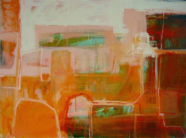 Janet Keith - Indian Afternoon, Warm Abstract Painting, Vibrant Indian ...