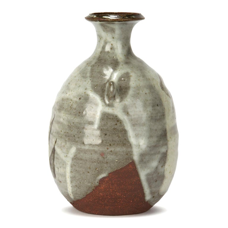 Janet Leach Grey and White Stoneware Studio Pottery Glazed Bottle Vase ...