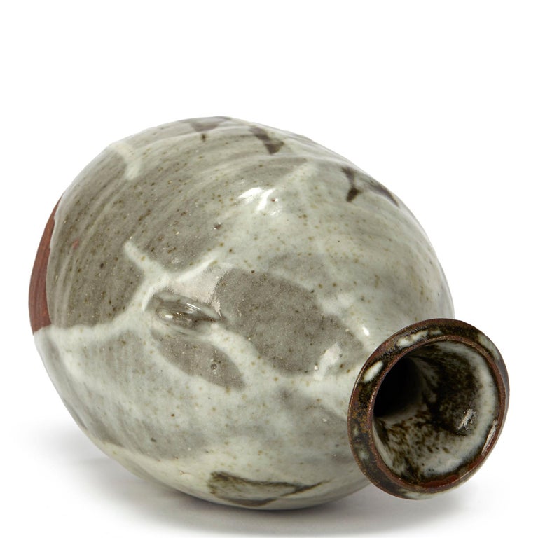 Janet Leach Grey and White Stoneware Studio Pottery Glazed Bottle Vase ...