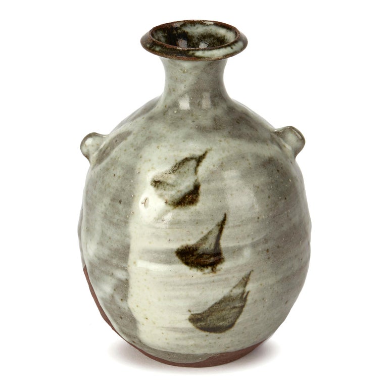 Janet Leach Grey and White Stoneware Studio Pottery Glazed Bottle Vase ...