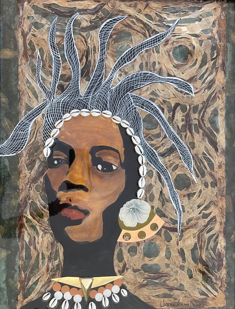 Janice Frame - "Natty Dreads" mixed media portrait of a Black woman ...