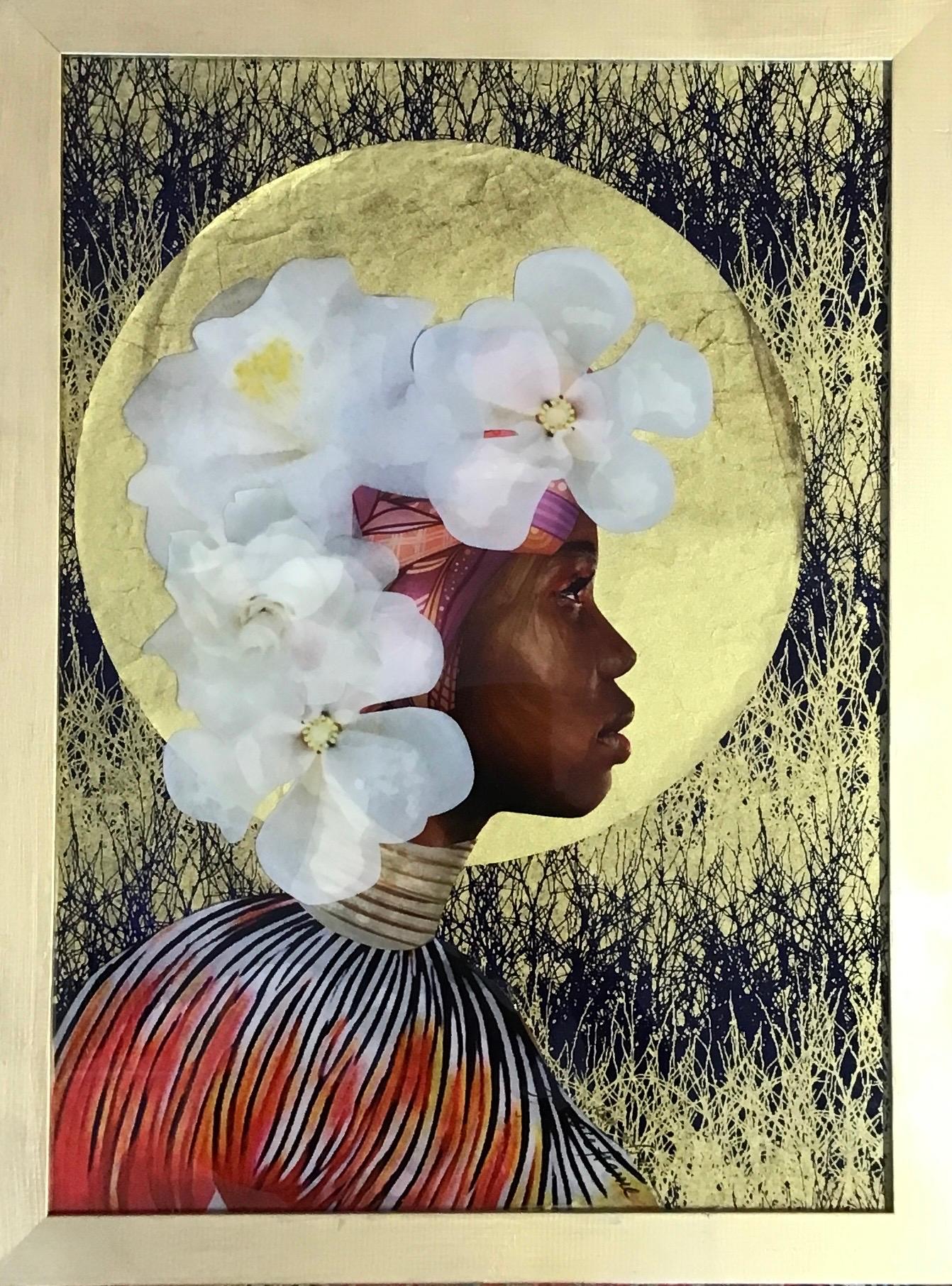 Janice Frame - "Black Girl Magic" White and Gold rendition of a black ...