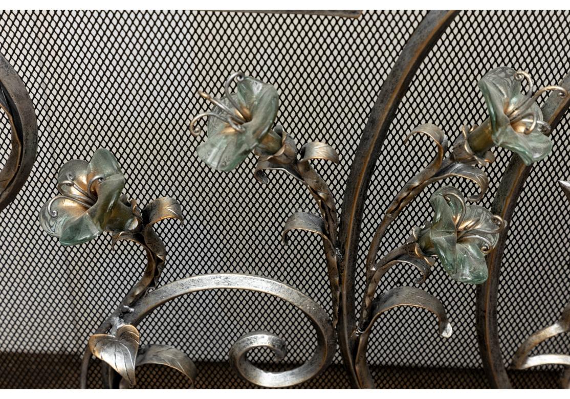 Janice Minor Design Glass Amaryllis Fire Place Screen For Sale at 1stDibs
