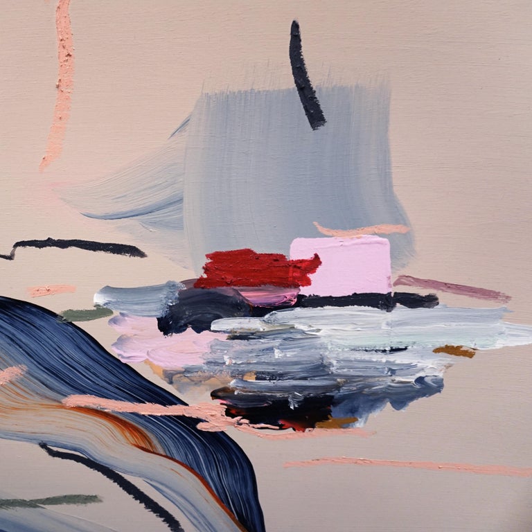 Janna Watson - Time Smears Like A Blur, Square Abstract Painting, Navy ...