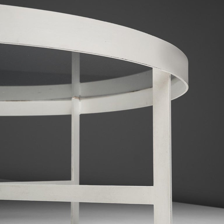 Janni Van Pelt Coffee Table in White Steel and Glass For Sale at 1stDibs