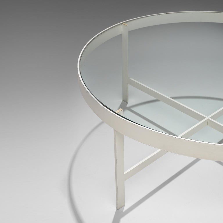 Janni Van Pelt Coffee Table in White Steel and Glass For Sale at 1stDibs