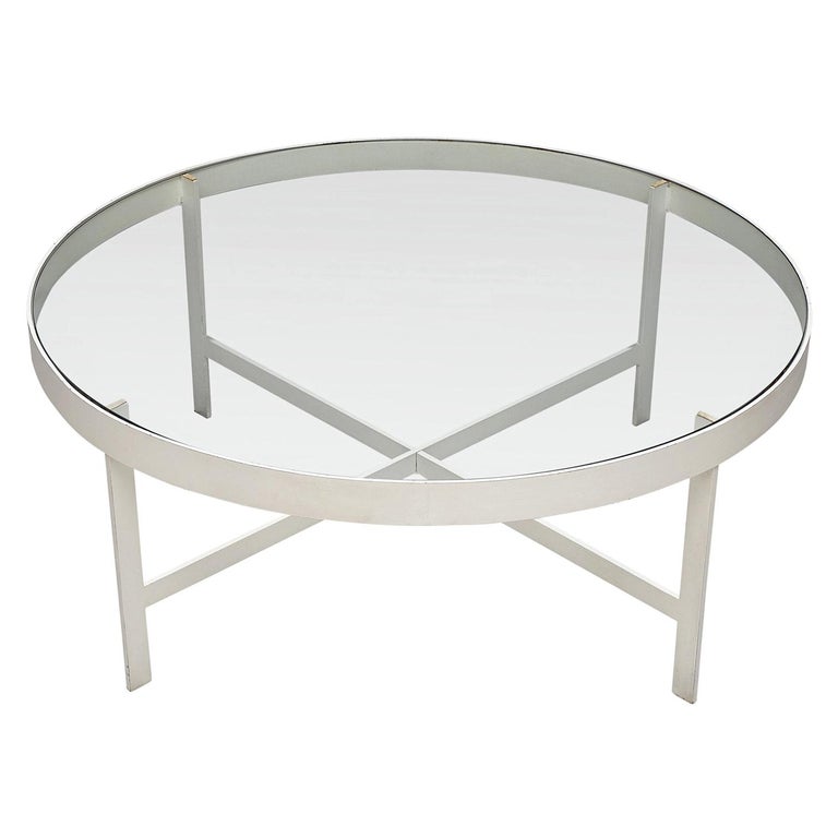 Janni Van Pelt Coffee Table in White Steel and Glass For Sale at 1stDibs