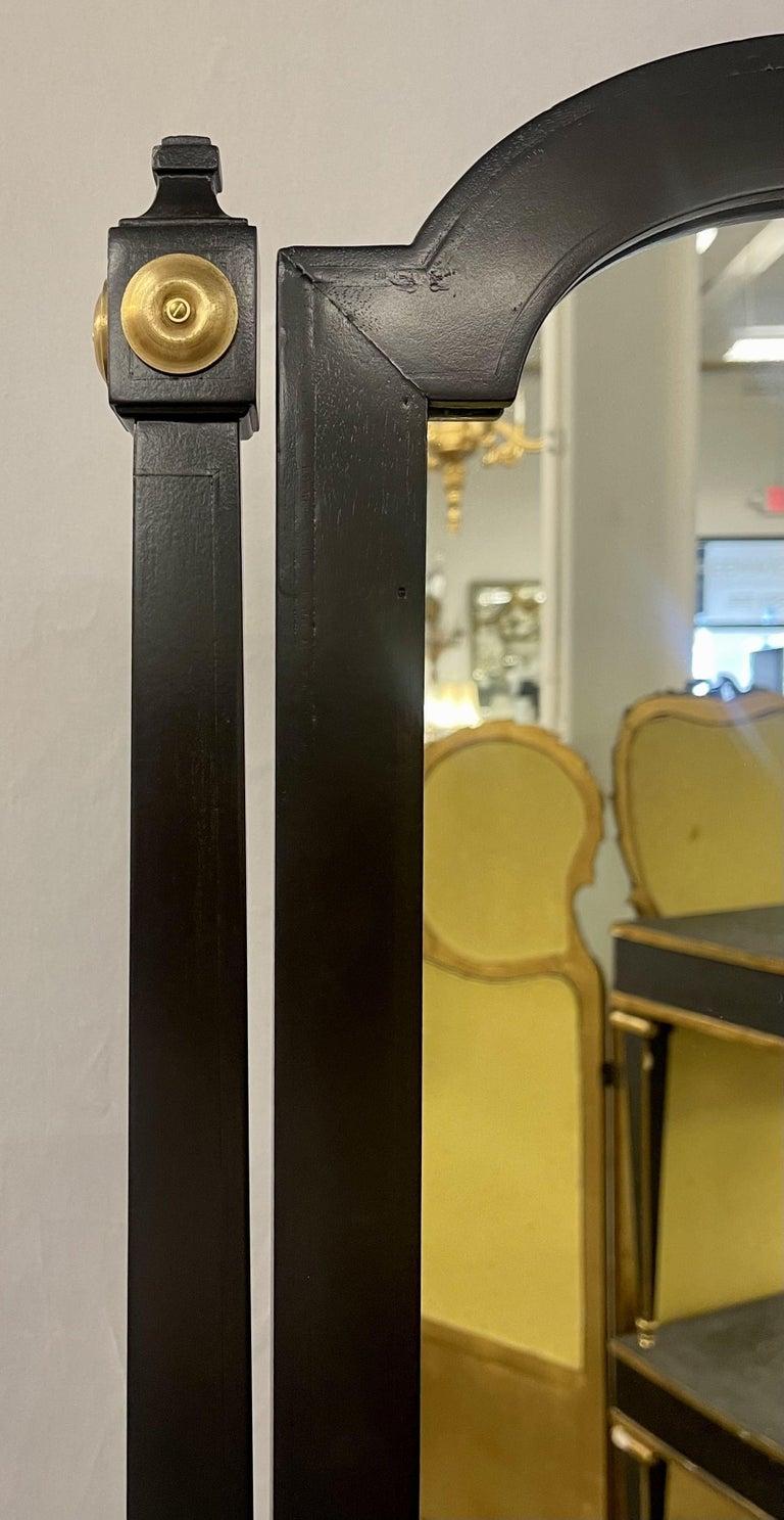 Jansen Fashioned Chavel Ebonized Floor Chevel Mirror with Bronze Mounts ...