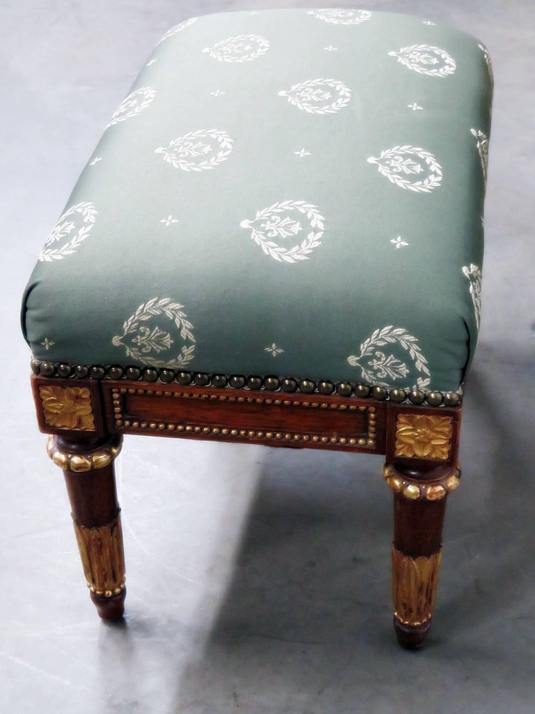 Maison Jansen Carved Gilded Walnut Regency Style Chair and Ottoman at ...