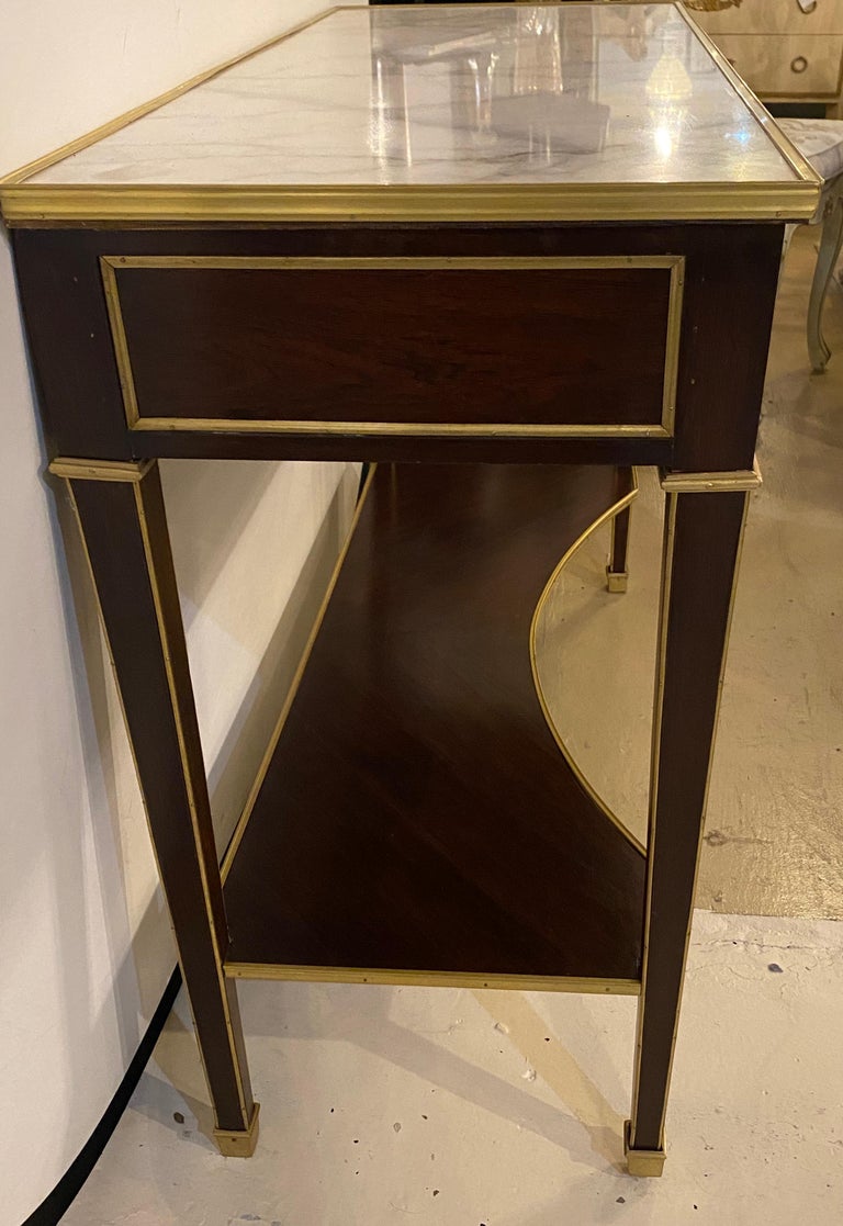 Jansen Style Two-Drawer Marble-Top Bronze Console or Serving Table For ...