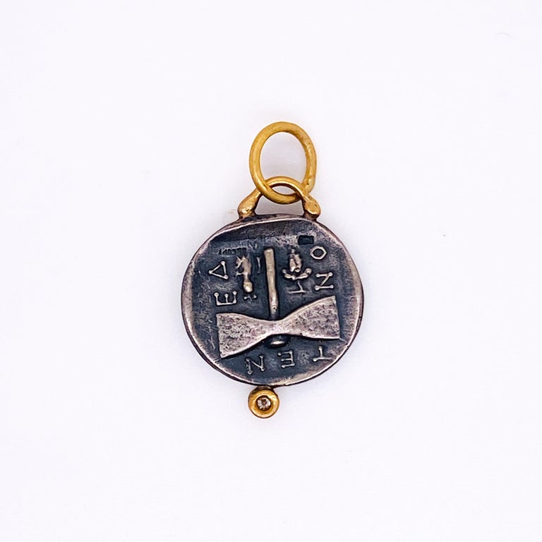 Janus God of Transitions and Dualities Coin Charm in 24k Yellow Gold ...