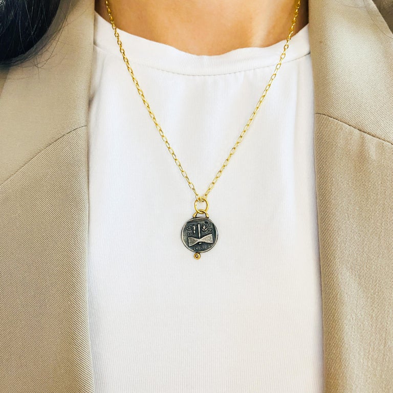 Janus God of Transitions and Dualities Coin Charm in 24k Yellow Gold ...