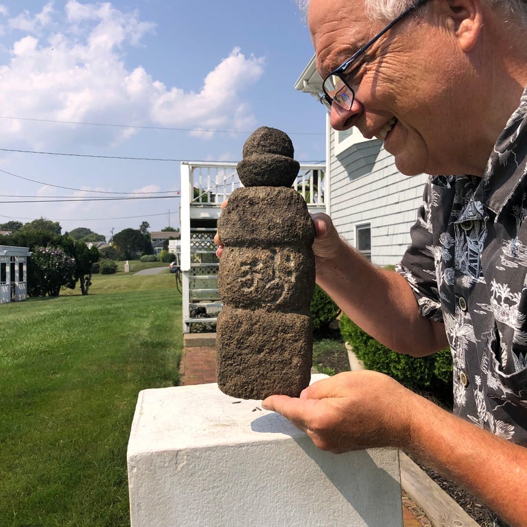 Japan Ancient Buddhist Five Elements Stone "Earth, Water, Wind, Fire ...