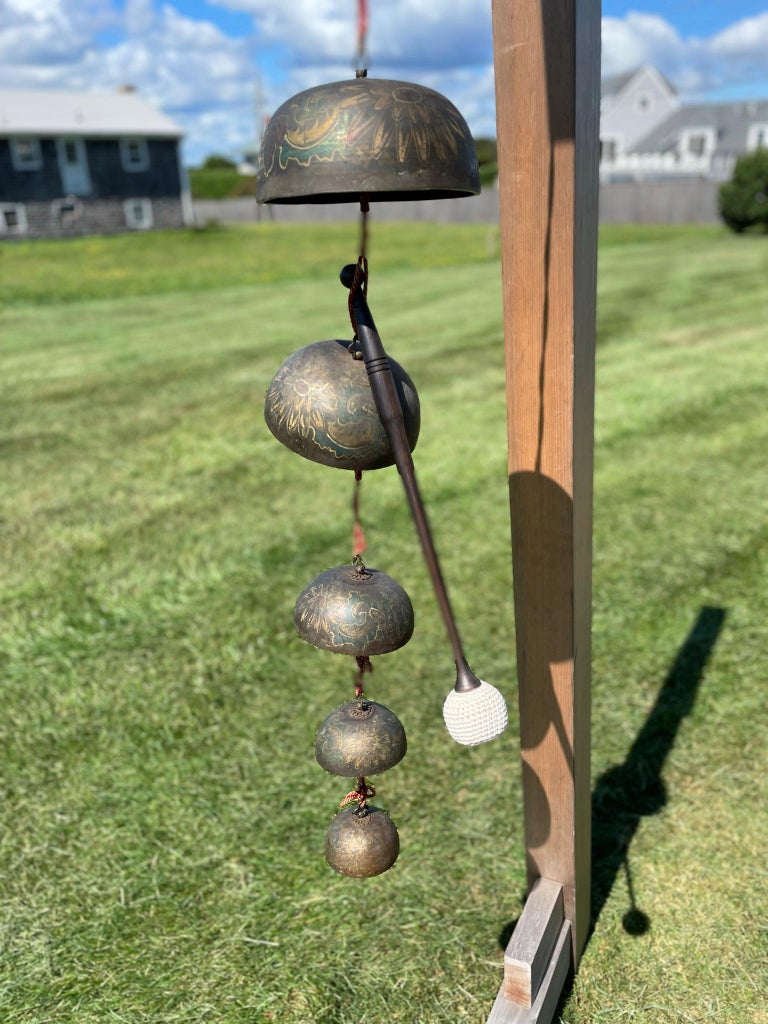 Japan Antique Five Bronze Butterfly and Flowers String Bells For Sale ...