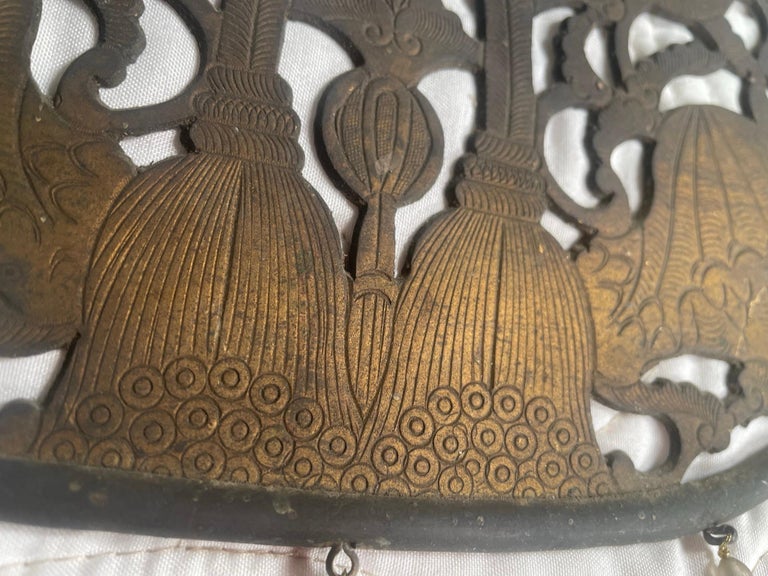 Japan Antique Gilt Bronze Lotus Flower Ornament Keman, Complete 19th ...