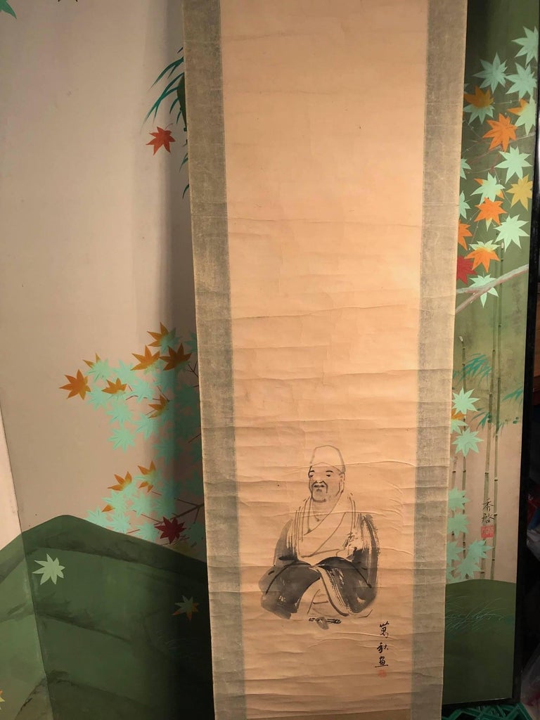 Japan Antique "Matsuo Basho" Most Famous Poet's Scroll, Meiji 19th ...