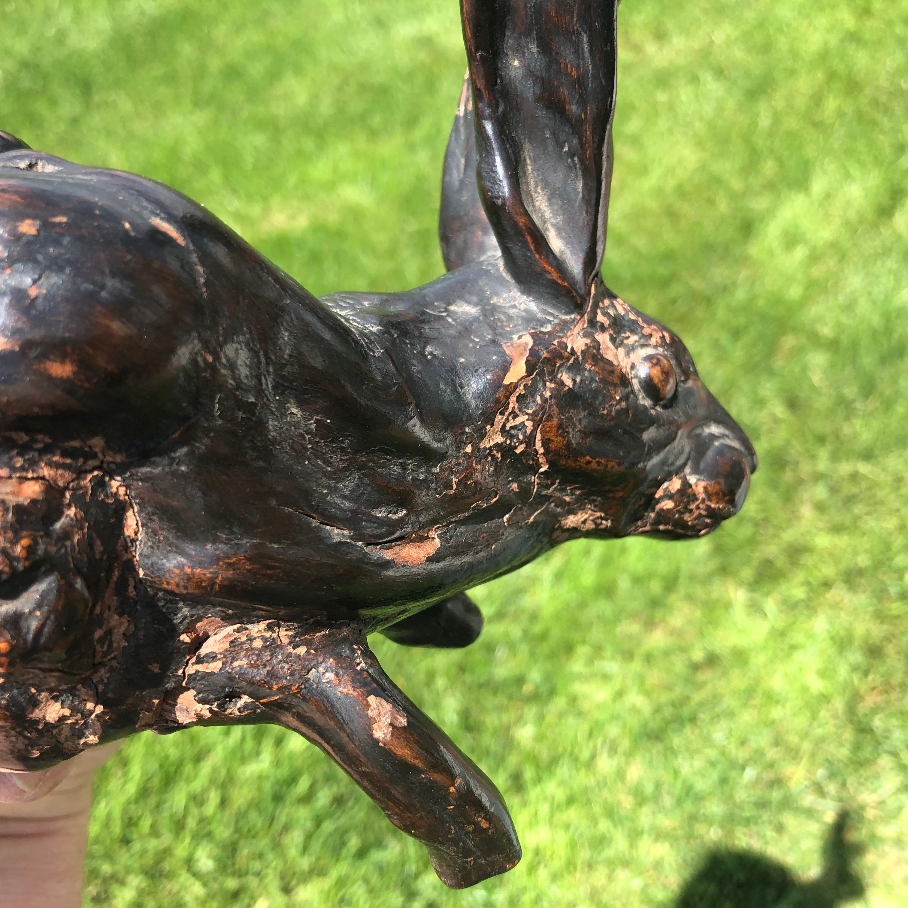 Japan Antique Natural Burl Wood "Hopping Rabbit" Usagi at 1stDibs ...