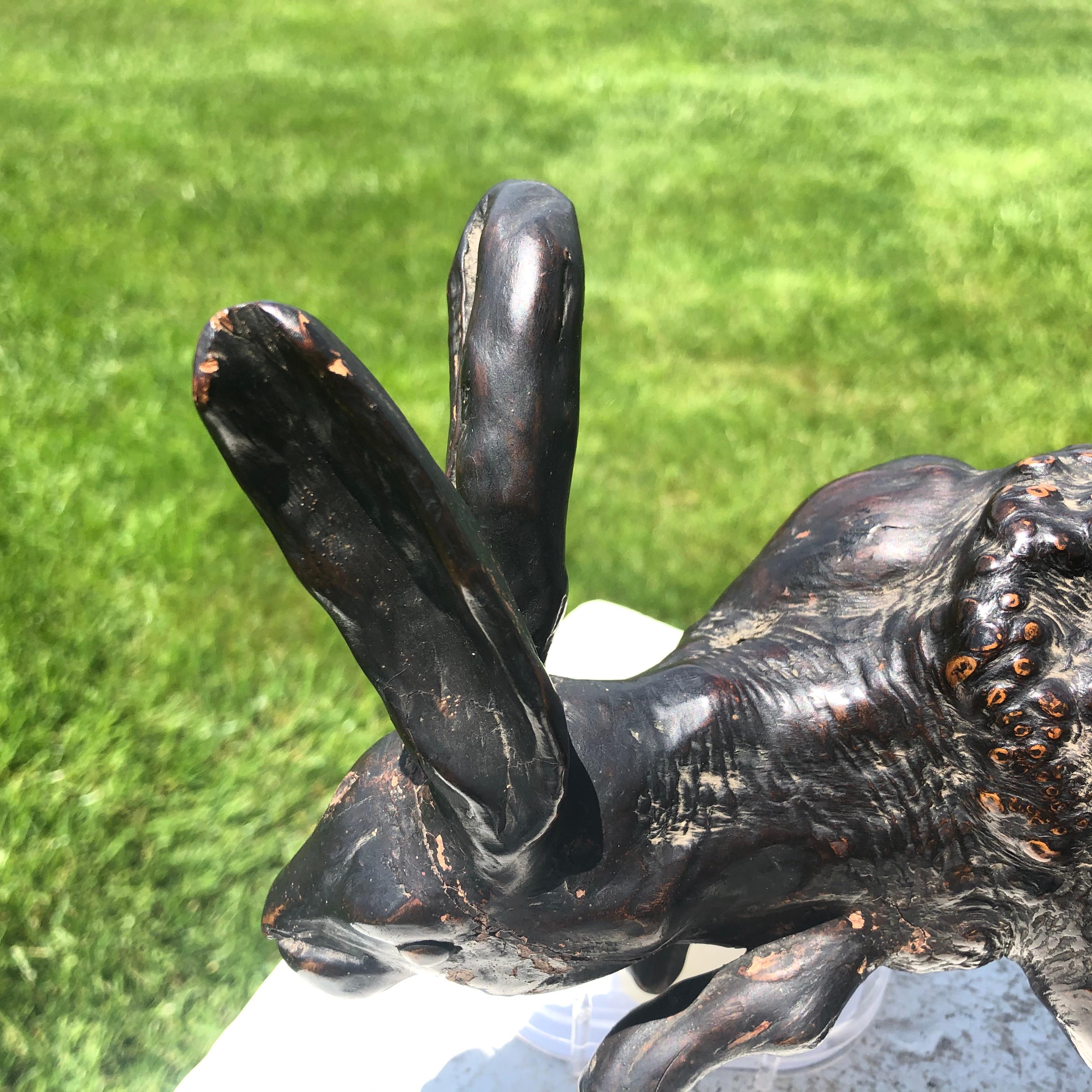 Japan Antique Natural Burl Wood "Hopping Rabbit" Usagi at 1stDibs ...