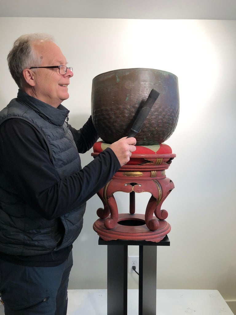 Japan Huge Bronze Antique Meditation Bell- Soothing Reverberating Sound ...